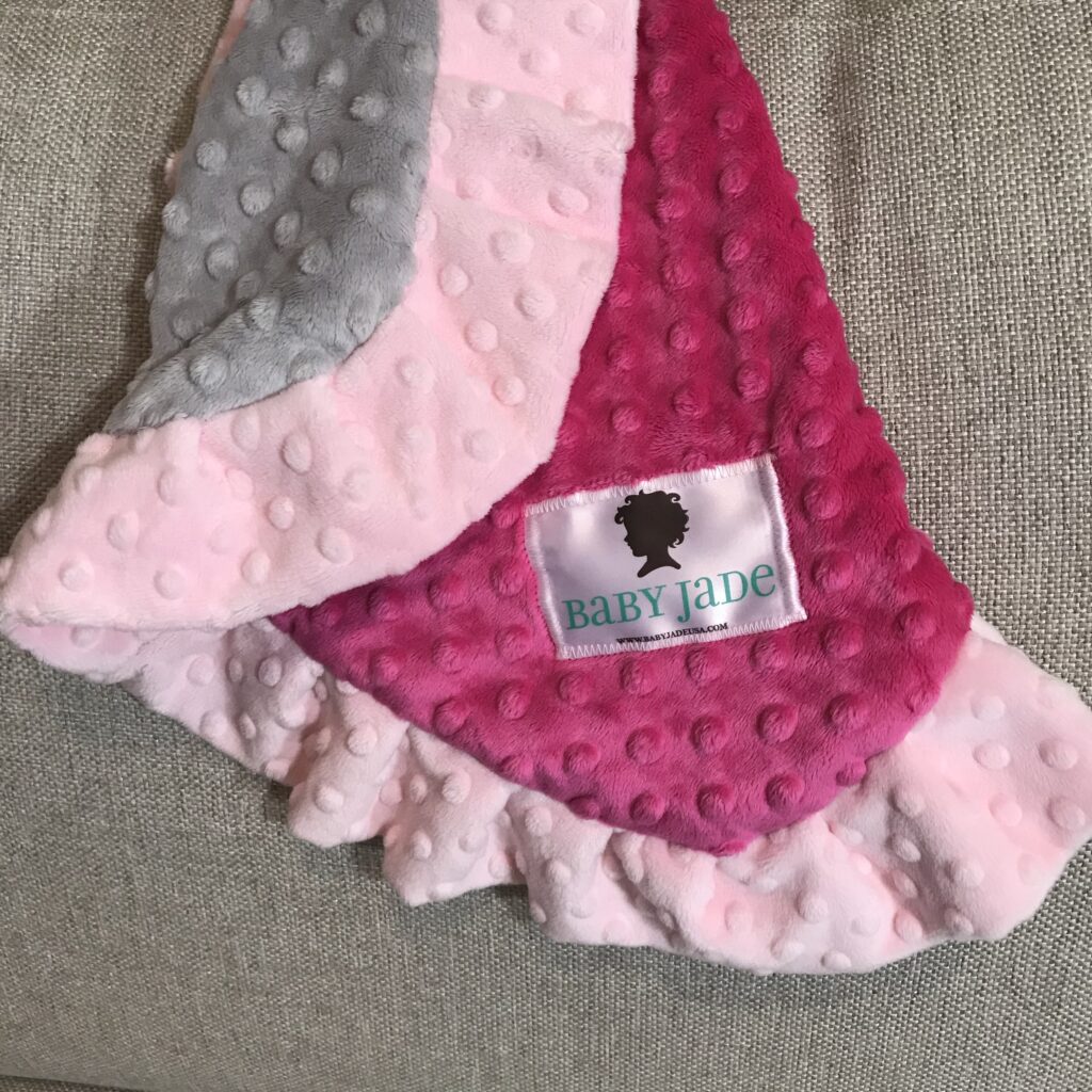 Hot Pink with Silver Minky Dot with Baby Pink Trim - Baby Jade