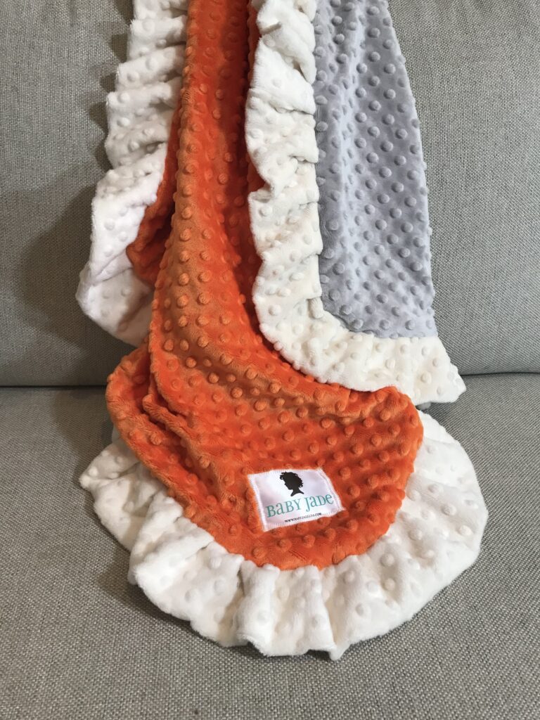 Orange & Silver Minky Dot with Cream Trim - Baby Jade